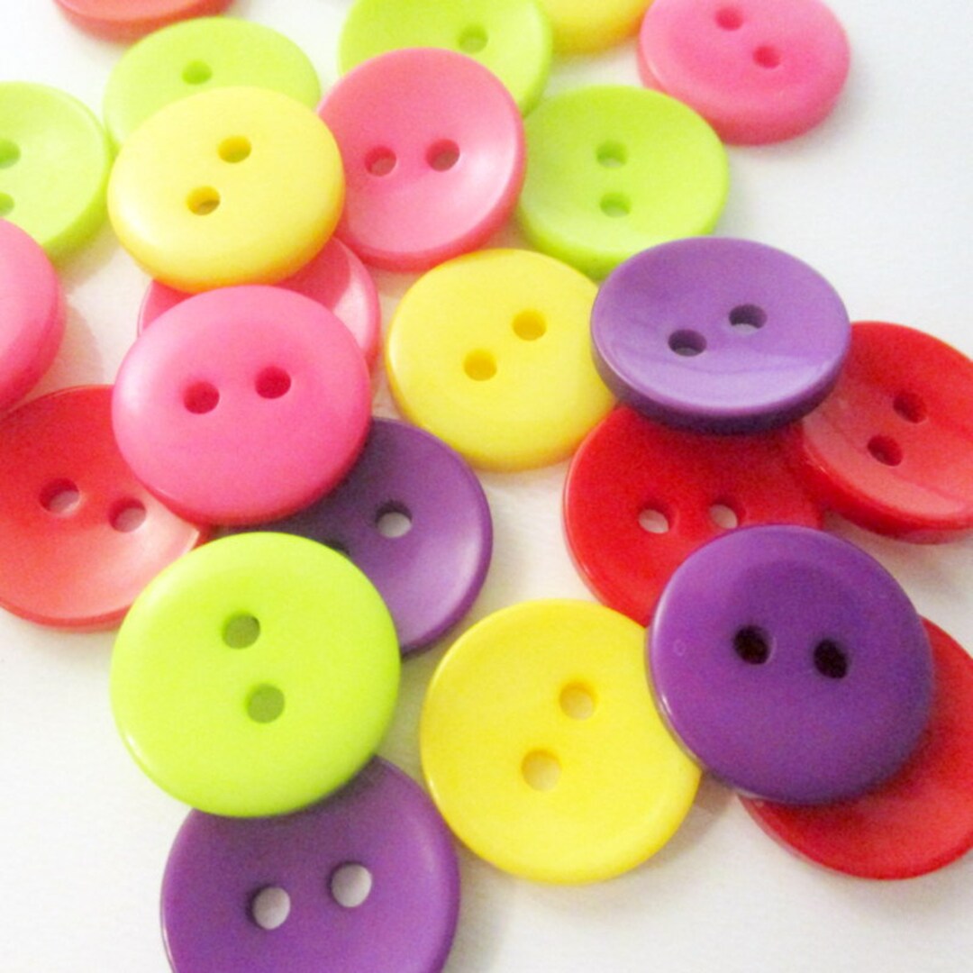Mixed Color 15mm Resin Buttons, 15mm Buttons, Pack of 40/100, Two Hole ...
