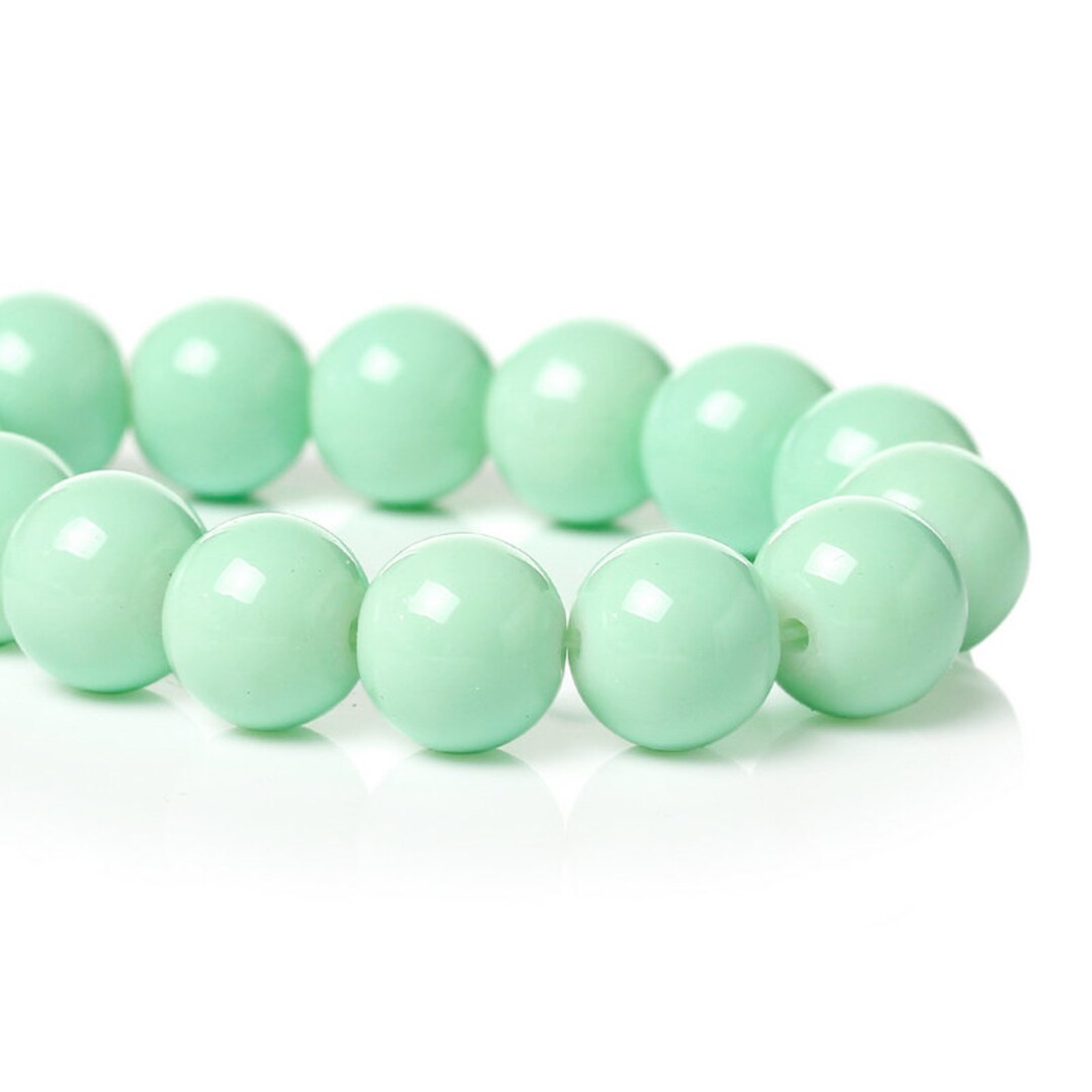 Mint Green Beads Round Glass, Pack of 20 Beads, 10mm, Jewelry Making ...