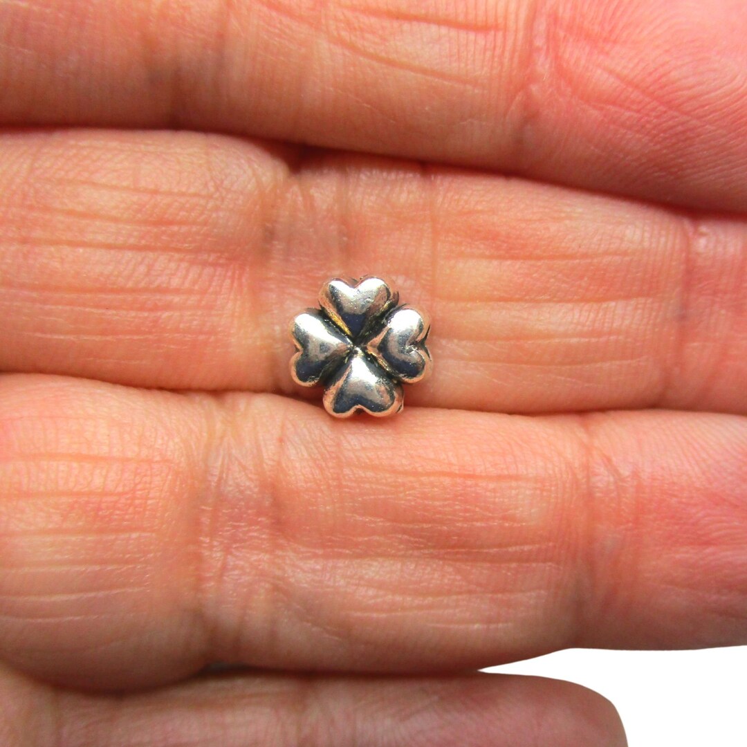 Four Leaf Clover Beads Antique Silver, Pack of 10 Beads, 8mm Lucky ...