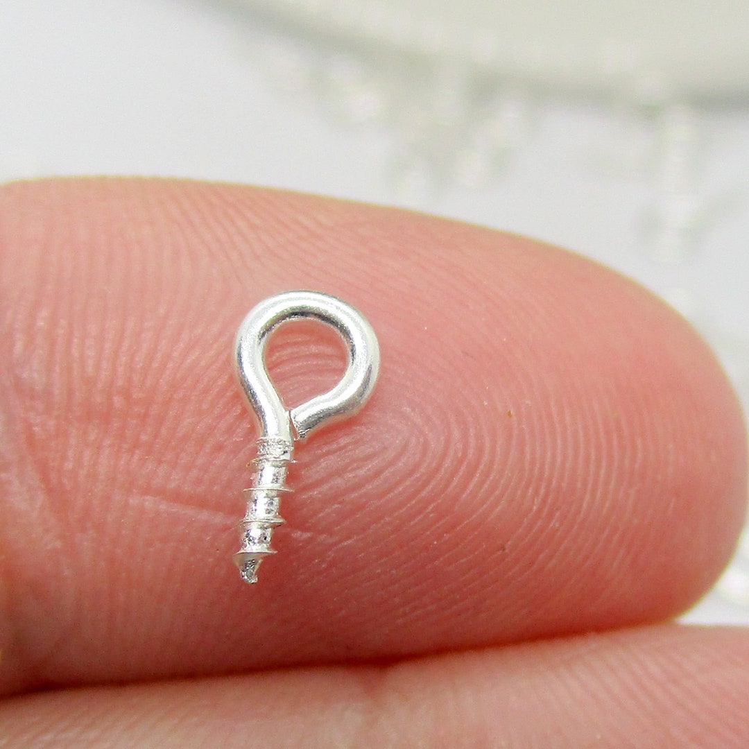 100 Screw Eye Bails Silver Plated, 8x4mm Screw Eye Bails, Top Drilled ...