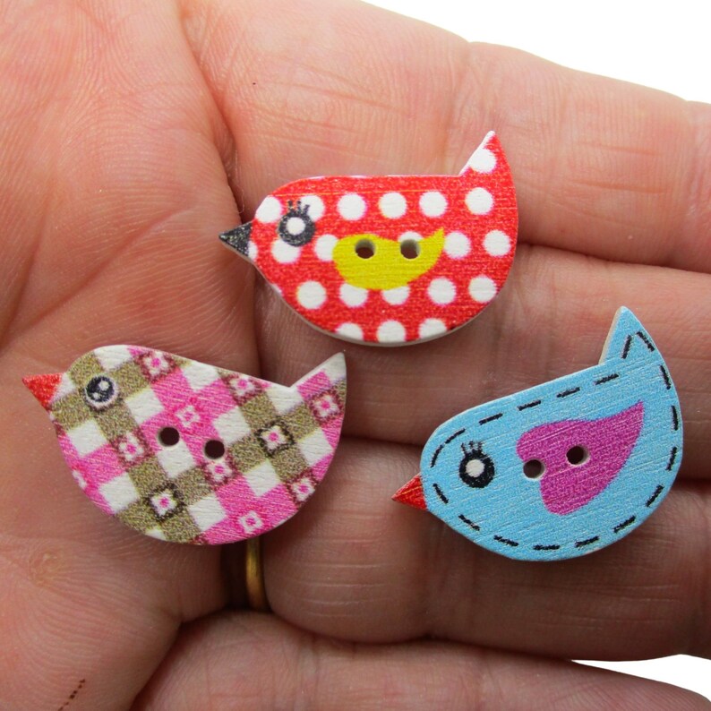 Wood Bird Buttons Pack of 10 Buttons Sewing Craft Buttons - Etsy