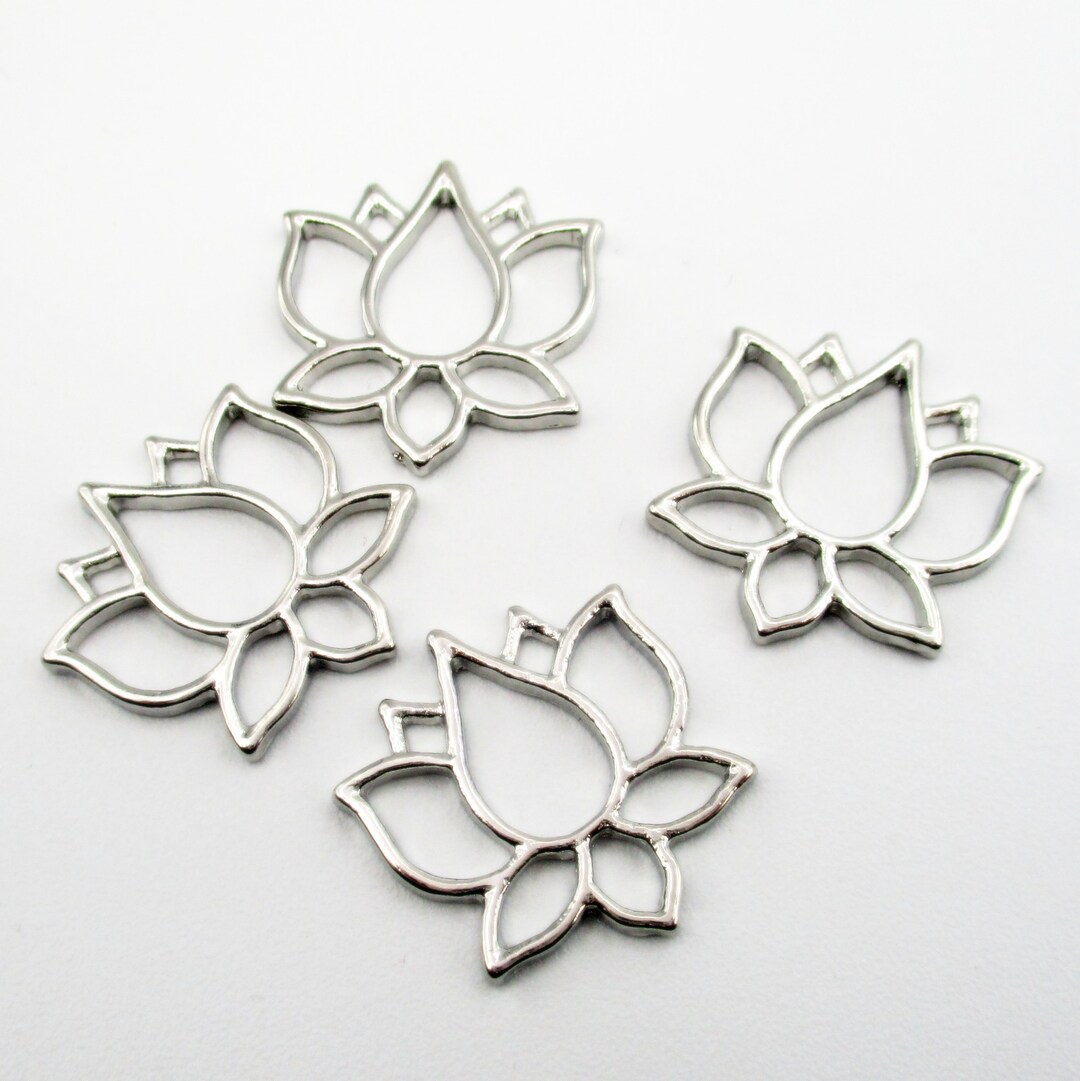 Lotus Connectors Antique Silver, 2.1x2cm Flower Connector Charms ...
