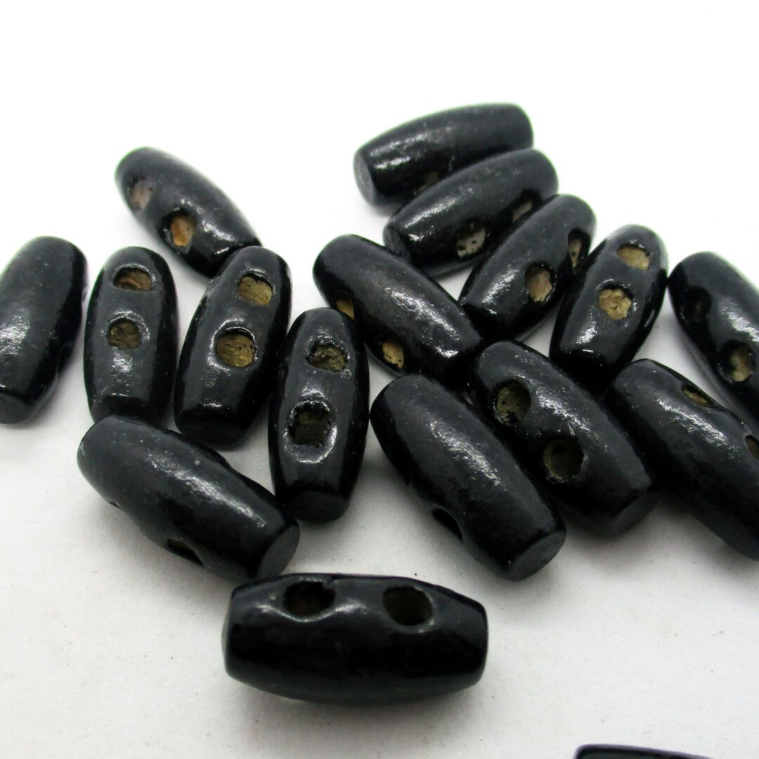 20 Small Black Wood Toggle Buttons, 16x7mm, Toggle Buttons, Kids ...