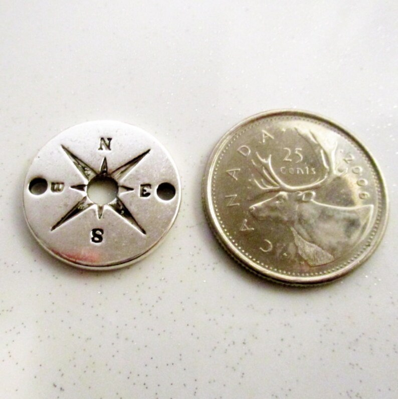 4 Compass Connectors Antique Silver, 20mm Compass Connector, Jewelry ...