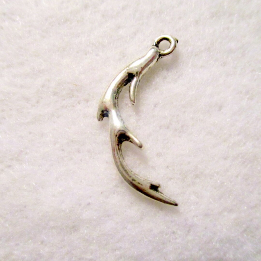 10 Antler Antique Silver Charms, 25x12mm Deer Antler Charms, Jewelry ...