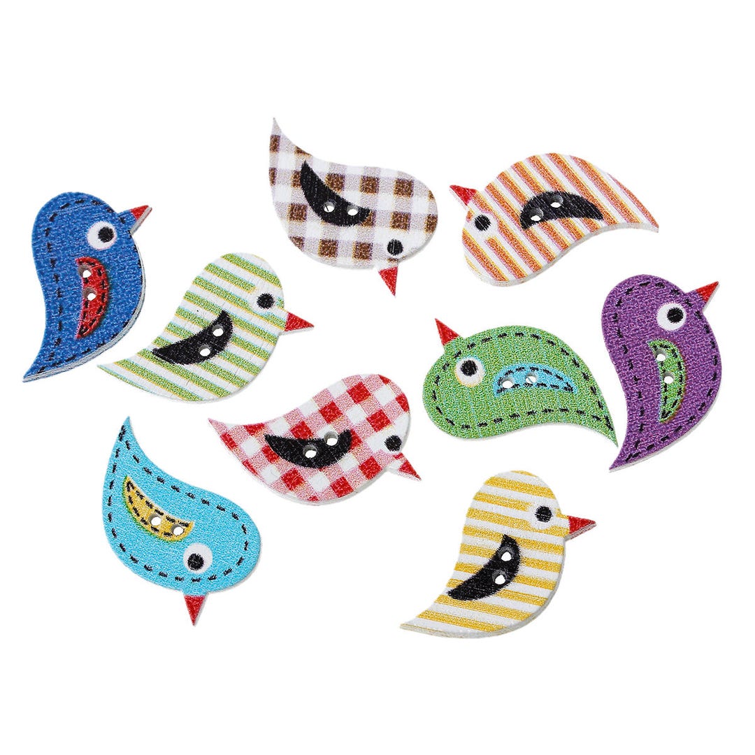 Wood Bird Buttons, Pack of 10 Buttons, Sewing Craft Buttons, 23x16mm ...
