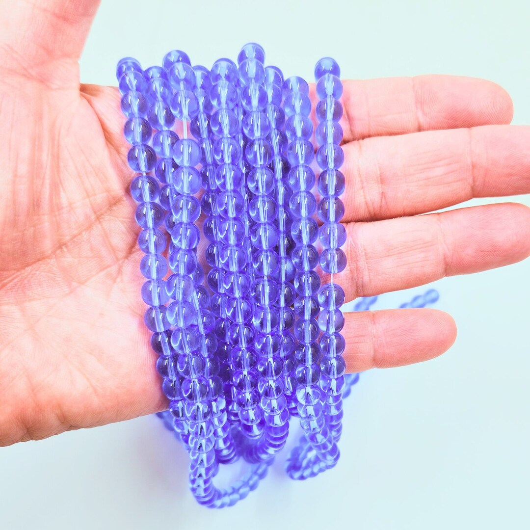 Blue Glass Transparent Beads, 6mm, Pack of 50, Jewelry Making Supplies ...