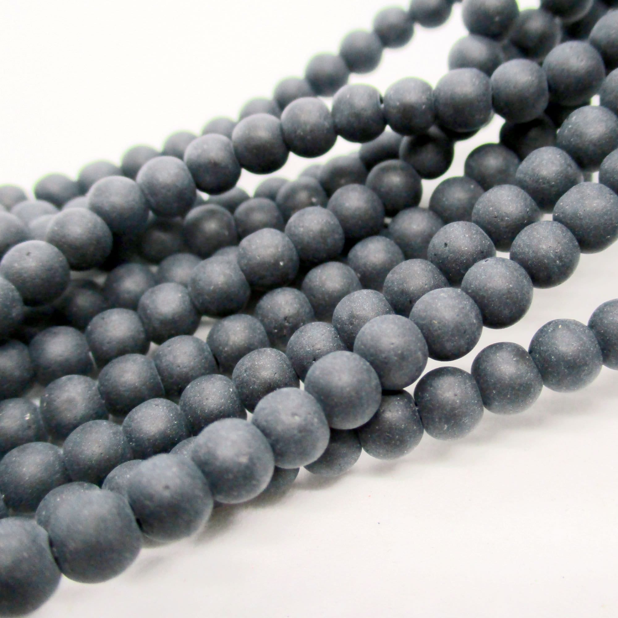 Black Matte Frosted Round Glass Beads, 4mm Black Beads, Jewelry Making ...