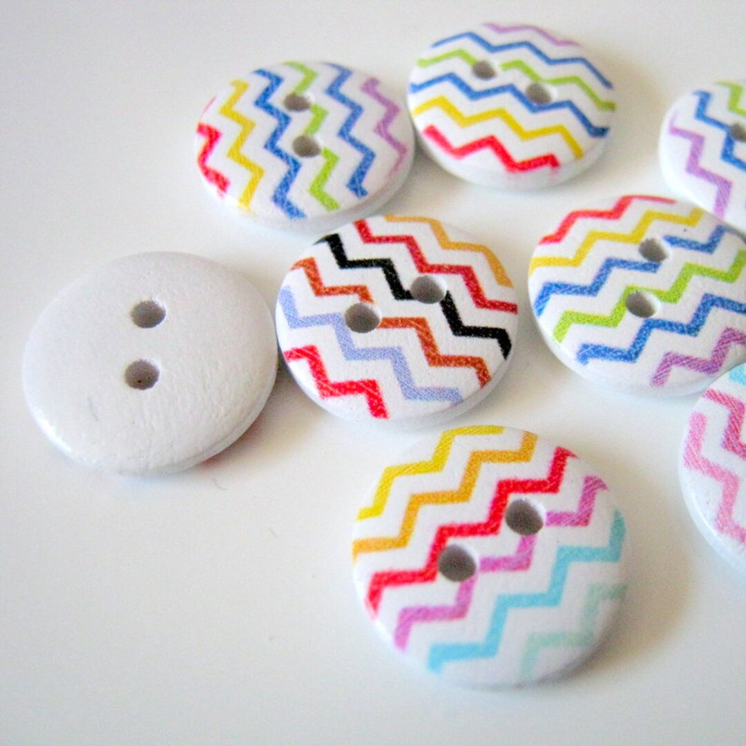 Chevron Buttons, Two Hole Wood Buttons, Pack of 30, 15mm, Crafts, Kids Crafts, Buttons Supply ...