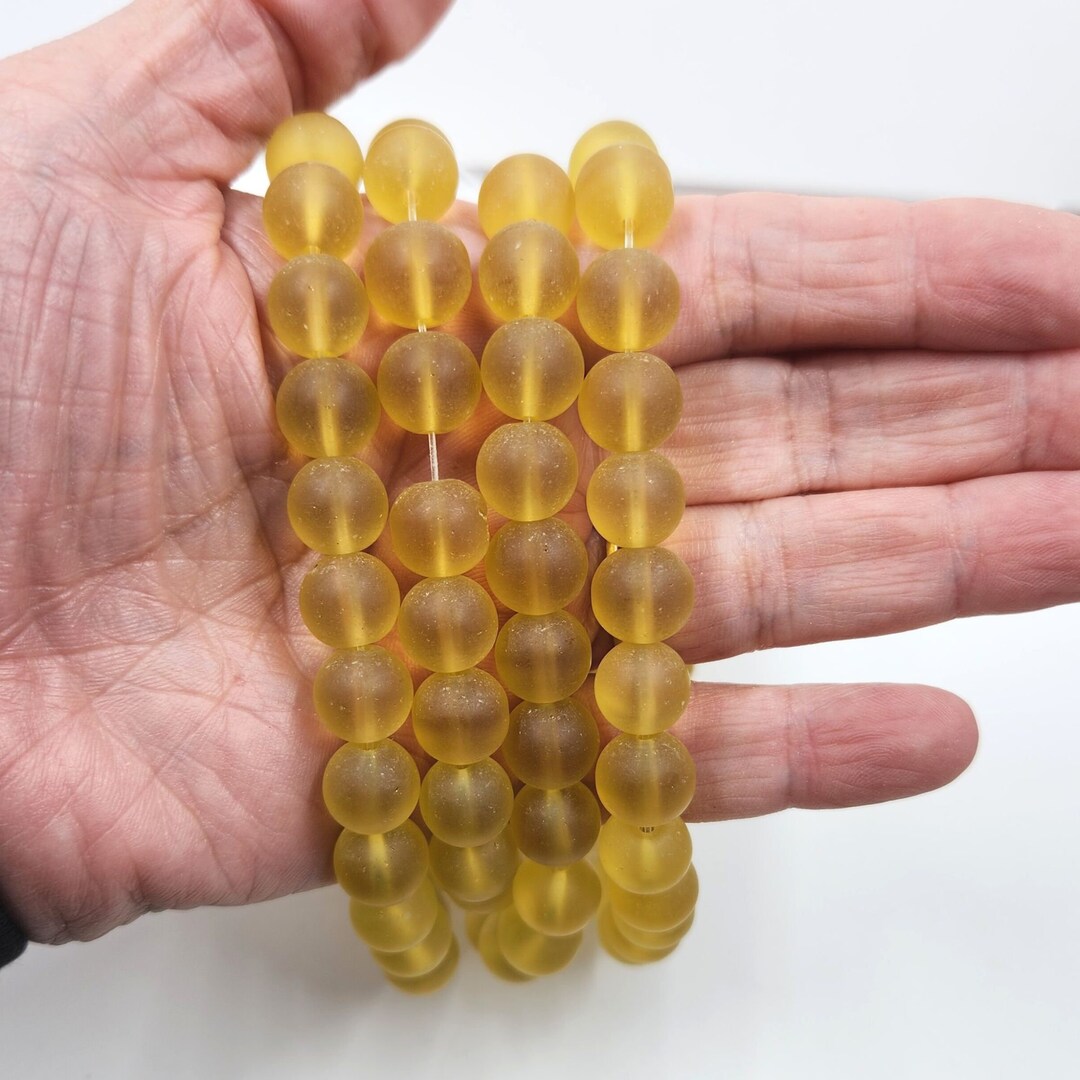 Yellow Frosted Translucent Glass Beads, Pack of 10/20, 10mm, Jewelry ...