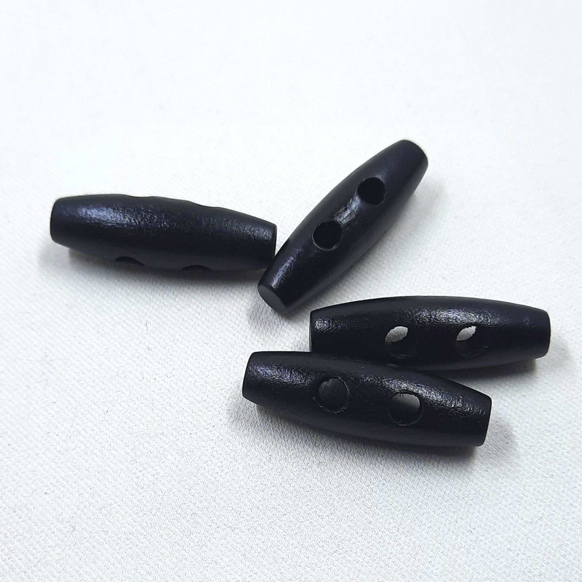 Black Toggle Buttons Wood, Pack of 10 Buttons, 35x11mm, Sewing Buttons ...