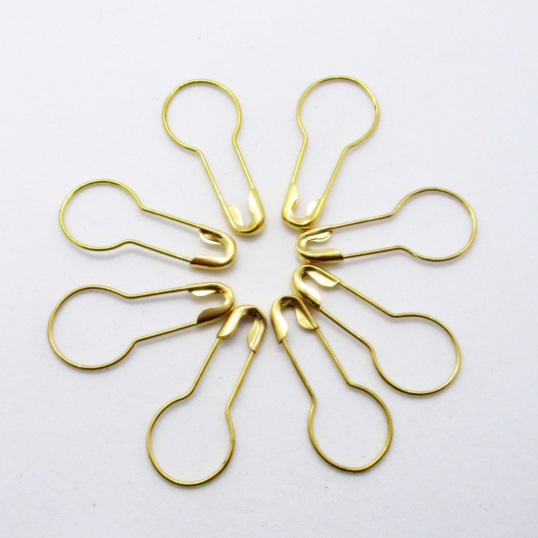 Gold Plated Safety Pins Pear Shaped, Pack of 50/100 Craft Supplies ...