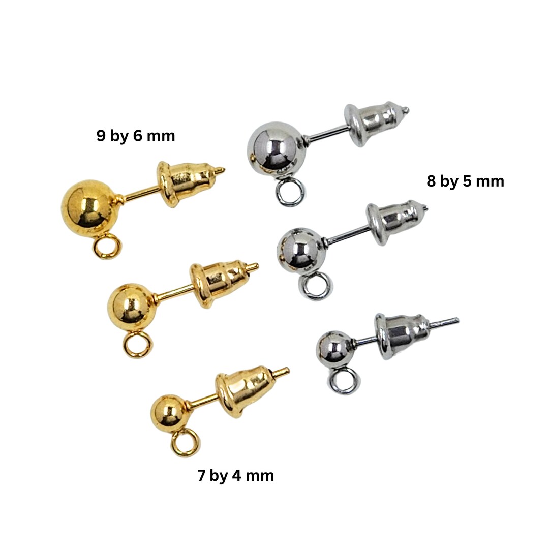 Ear Post Stud Earring With Loop Connector Stainless Steel, Pack of 10 ...