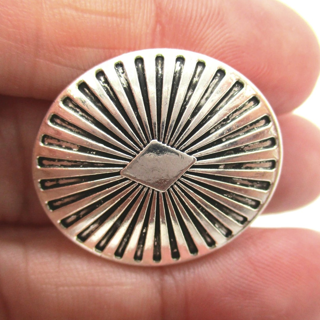 Oval Carved Silver Metal Shank Buttons, 25x22mm Shank Buttons ...