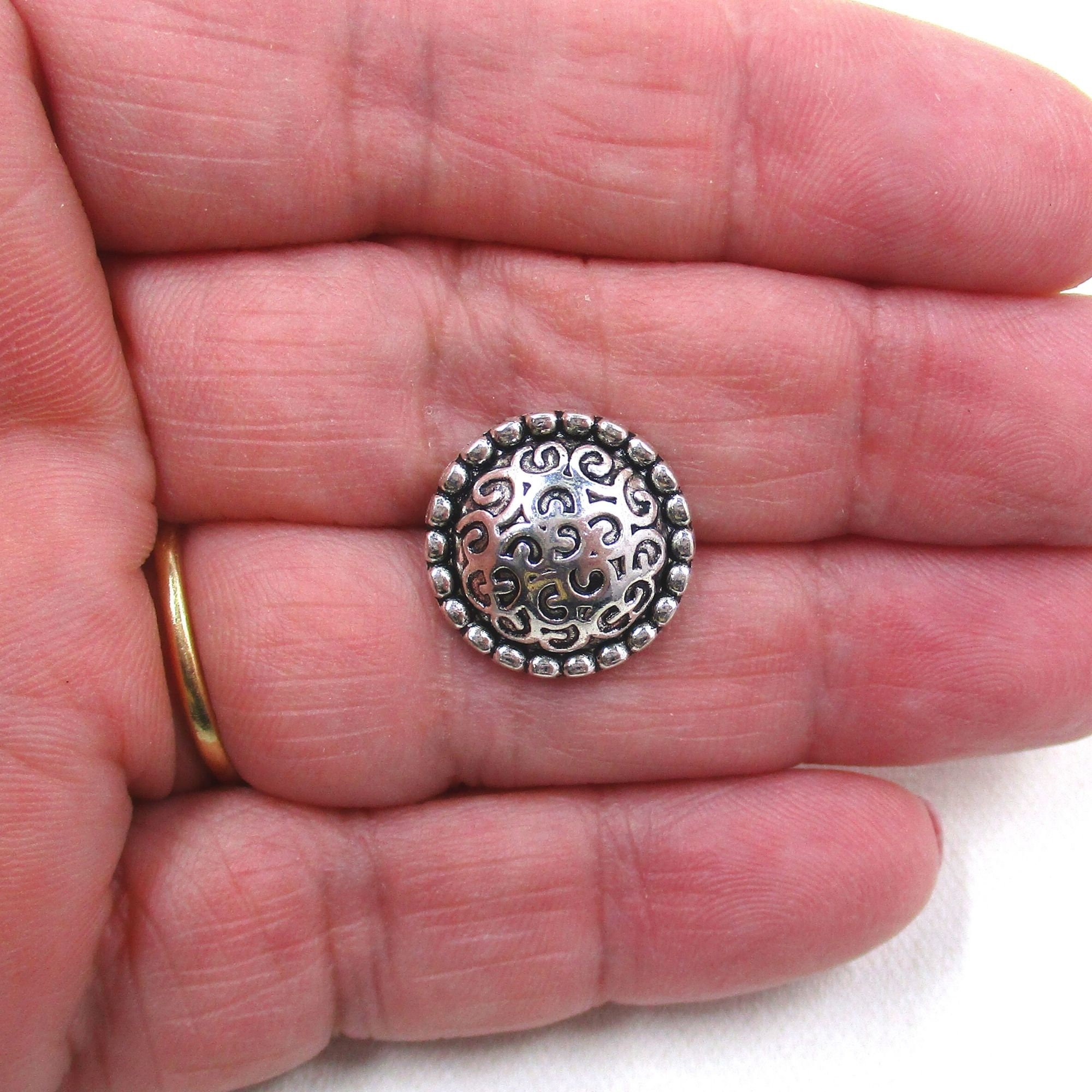 Metal Shank Buttons Antique Silver, Pack of 10 Buttons, 15mm, Shank ...