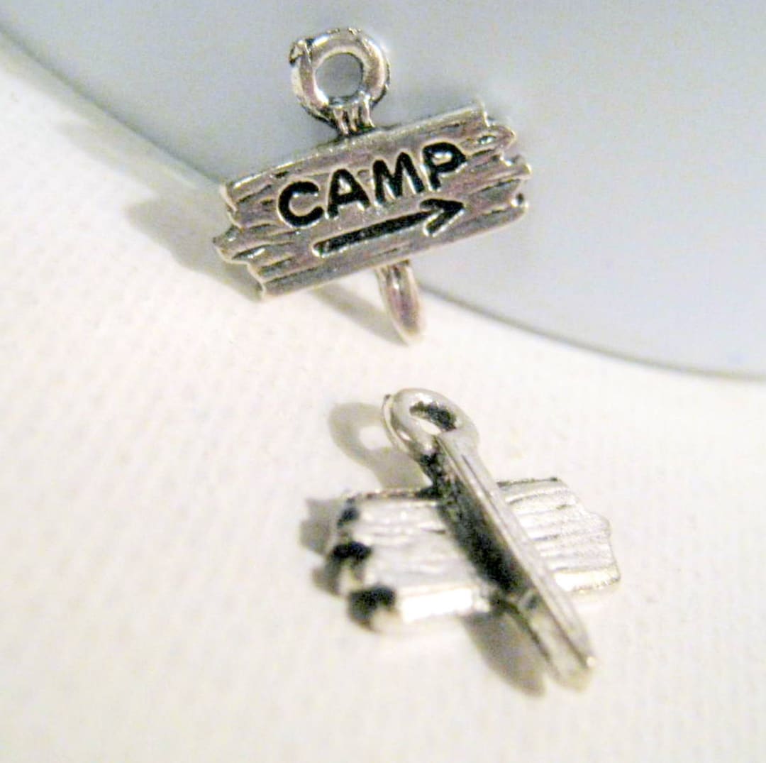 15 Antique Silver Camp Charms, 13x13mm, Jewelry Making Supplies, Camp ...