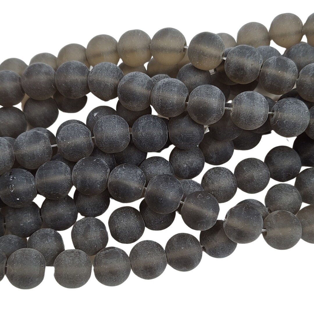 Gray Frosted Translucent Glass Beads, Pack of 32 Beads, 10mm, Jewelry ...