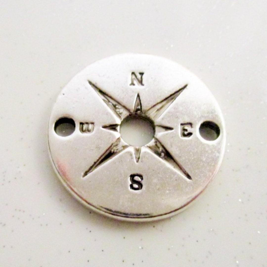 4 Compass Connectors Antique Silver, 20mm Compass Connector, Jewelry ...