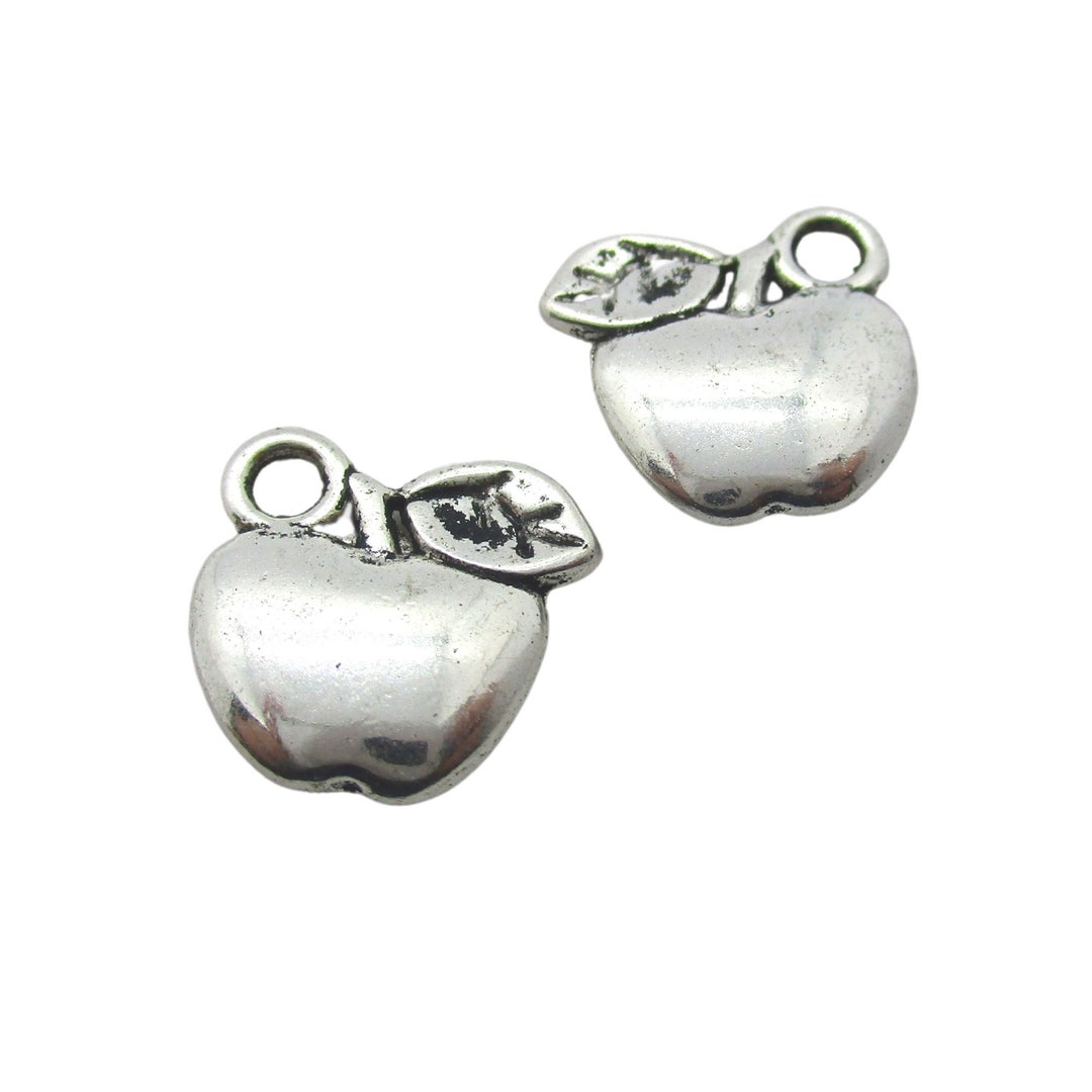 10 Apple Antique Silver Charms, 11x11mm Apple Charms, Jewelry Making ...