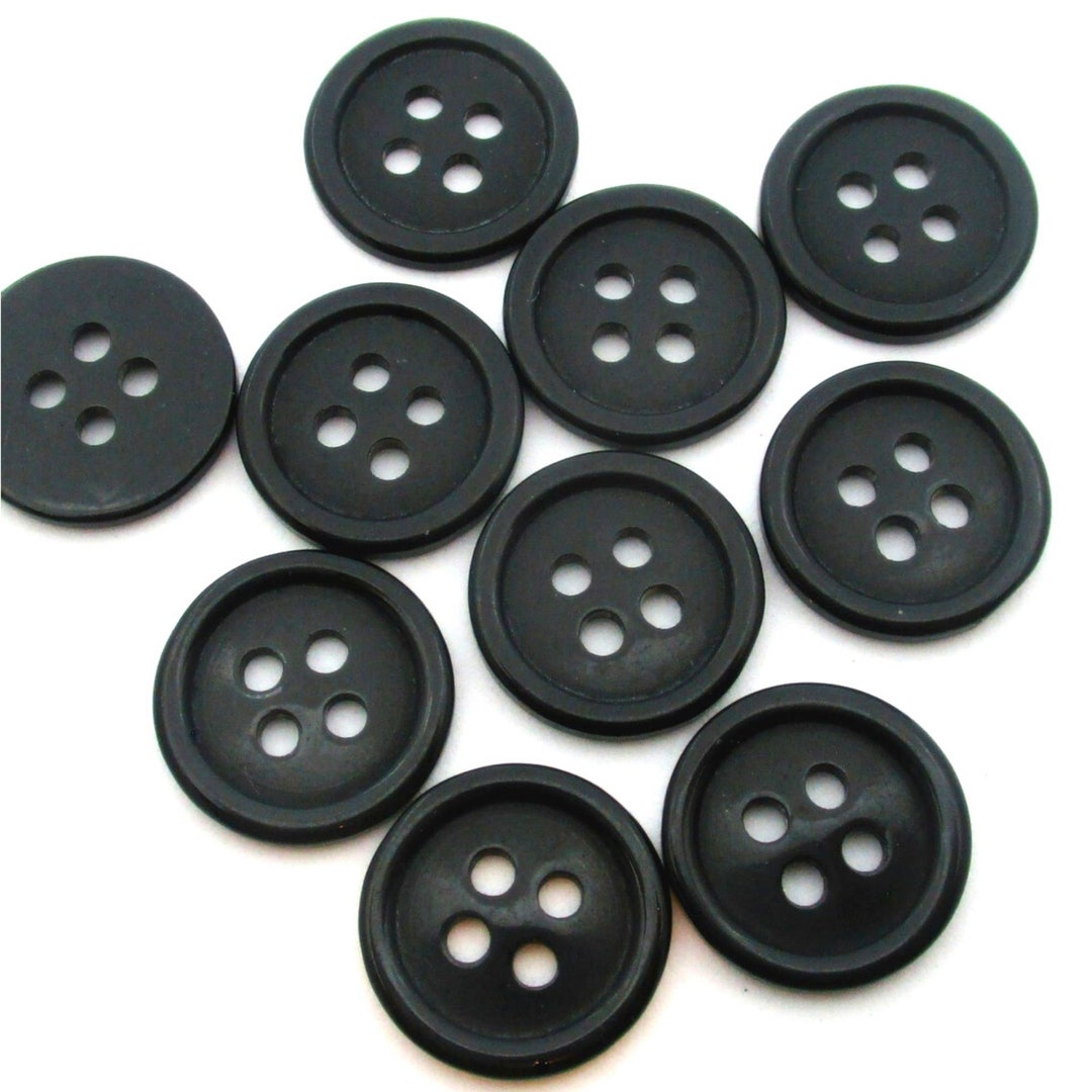 Black Resin Buttons, Pack of 50 Buttons, 15mm Buttons, Four Hole ...