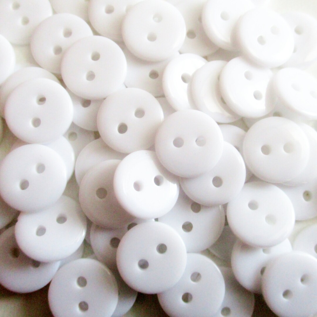 50 White Round Resin Sewing 11mm Buttons (box4b) - Etsy