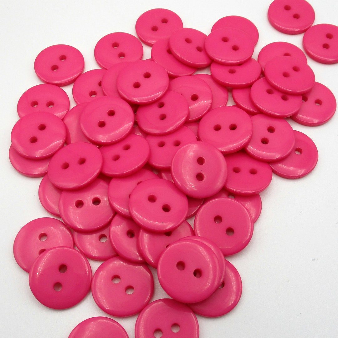 Fuchsia 15mm Resin Buttons, 15mm Buttons, Pack of 100, Two Hole Buttons ...