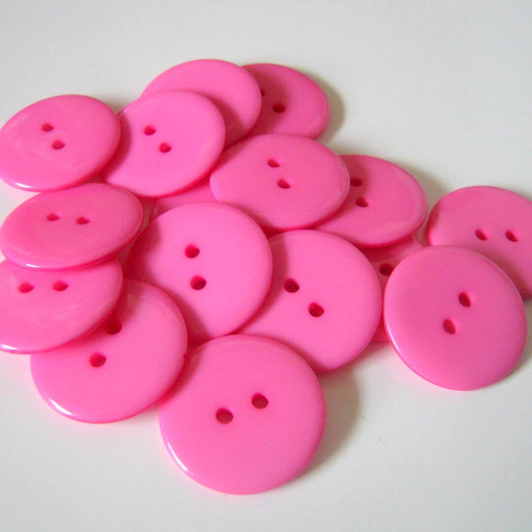 20 Plastic Dark Pink Buttons, 23mm, Sewing Buttons, Crafts, Two Hole ...