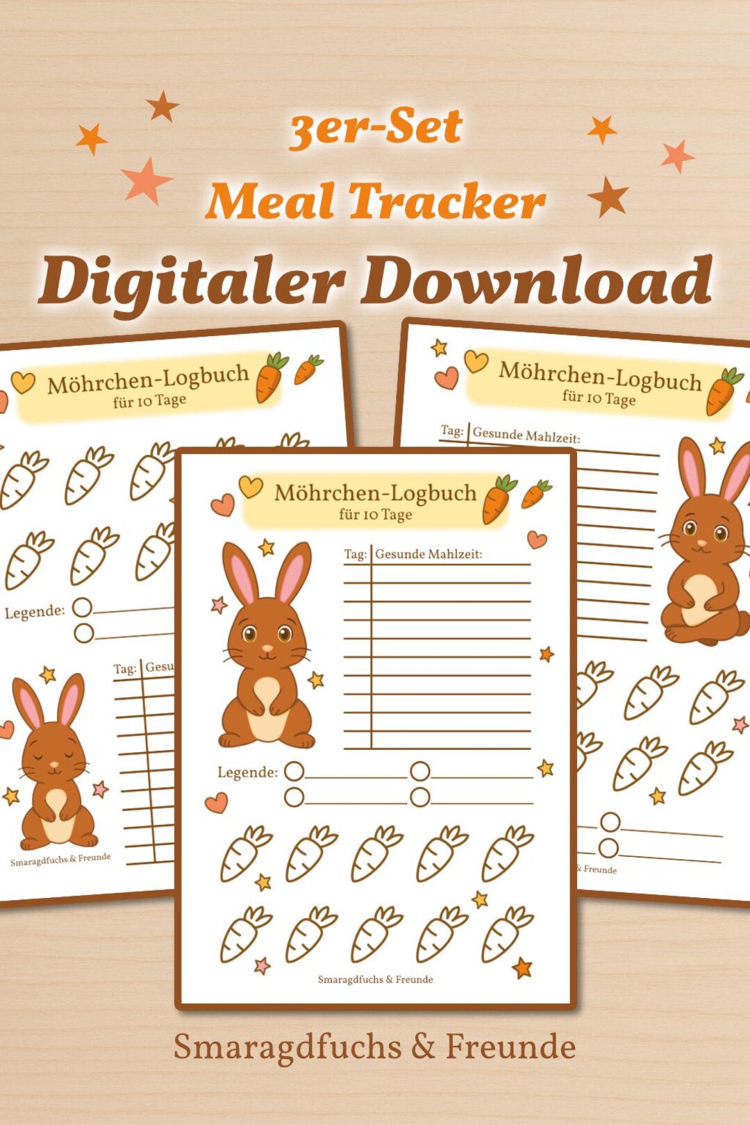 Carrot Logbook for Rabbits - 3-pack Printable Meal Tracker (A4, PDF ...