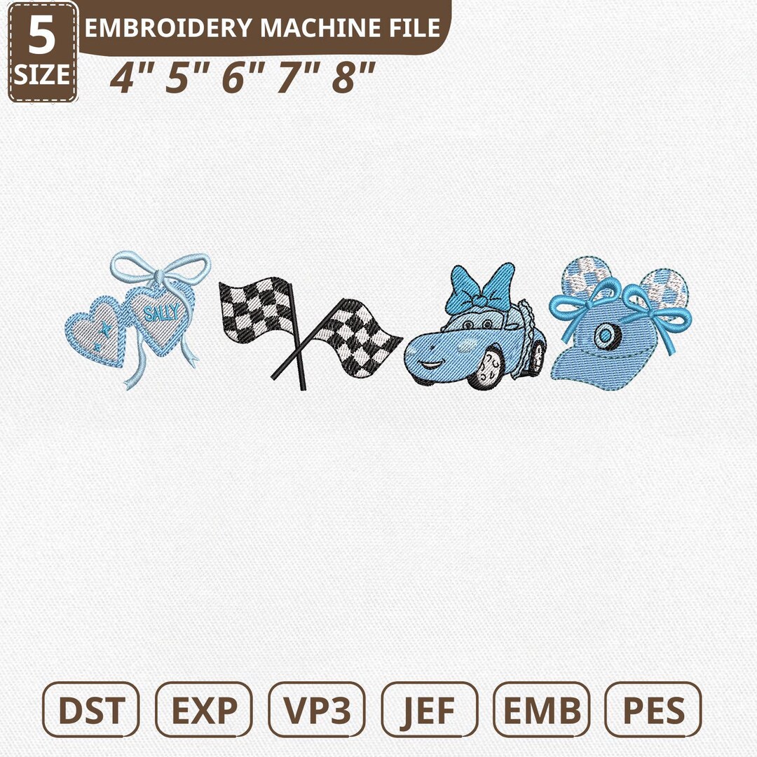 Coquette Disney Cars Sally Machine Embroidery File, Disneyland Girl ...