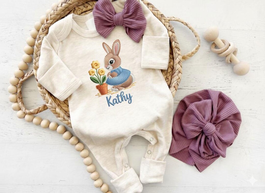 Personalized Embroidered Peter Rabbit, Nursery Gift, Vintage Gender ...