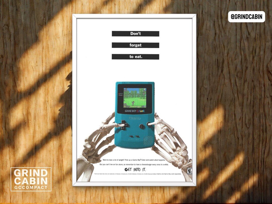 Framed Gameboy Color SKELETON Mini Poster | Archive Nintendo Wall Art ...