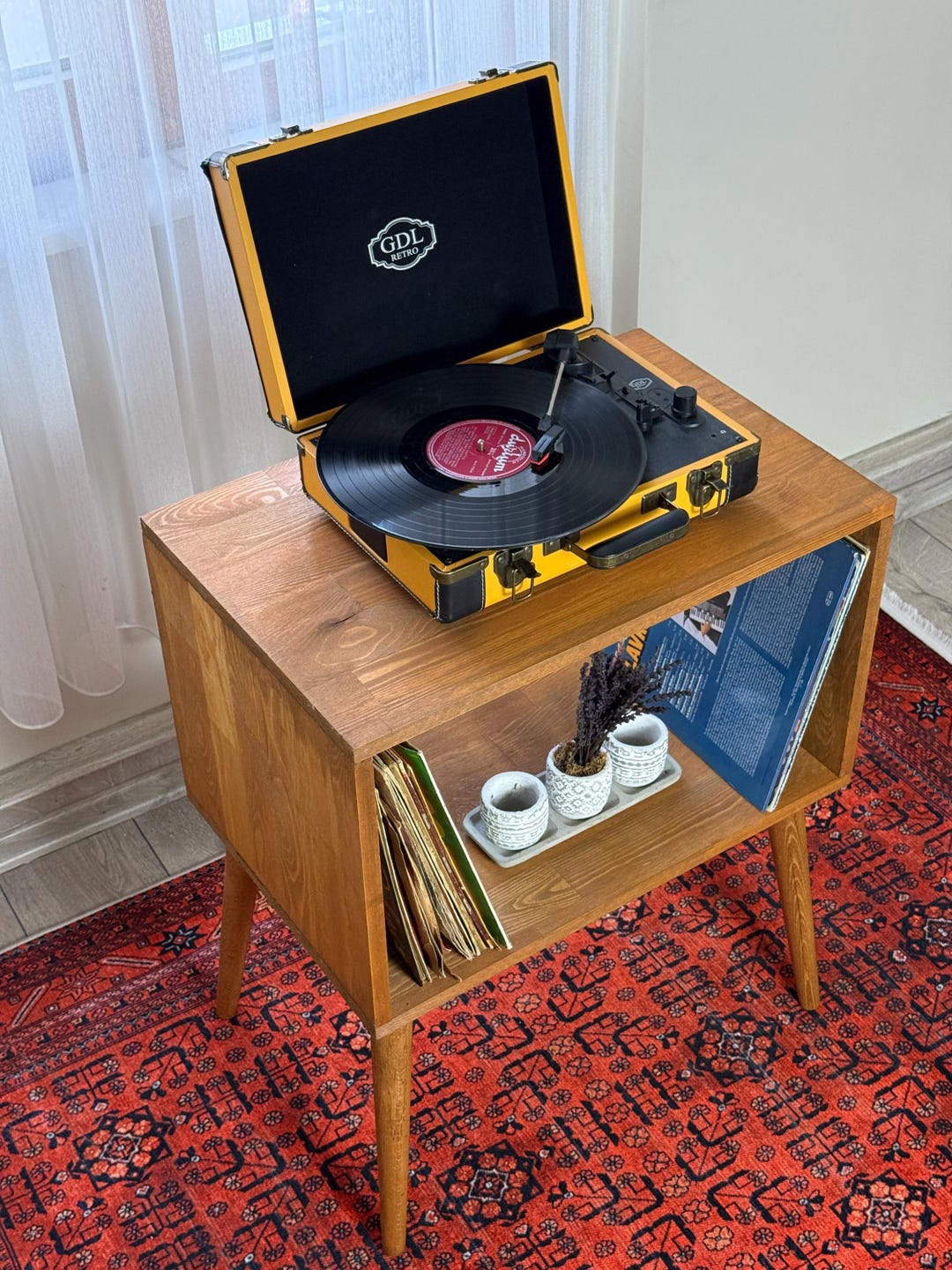 Turntable Station With Storage, Large Record Player Stand, Large Record ...