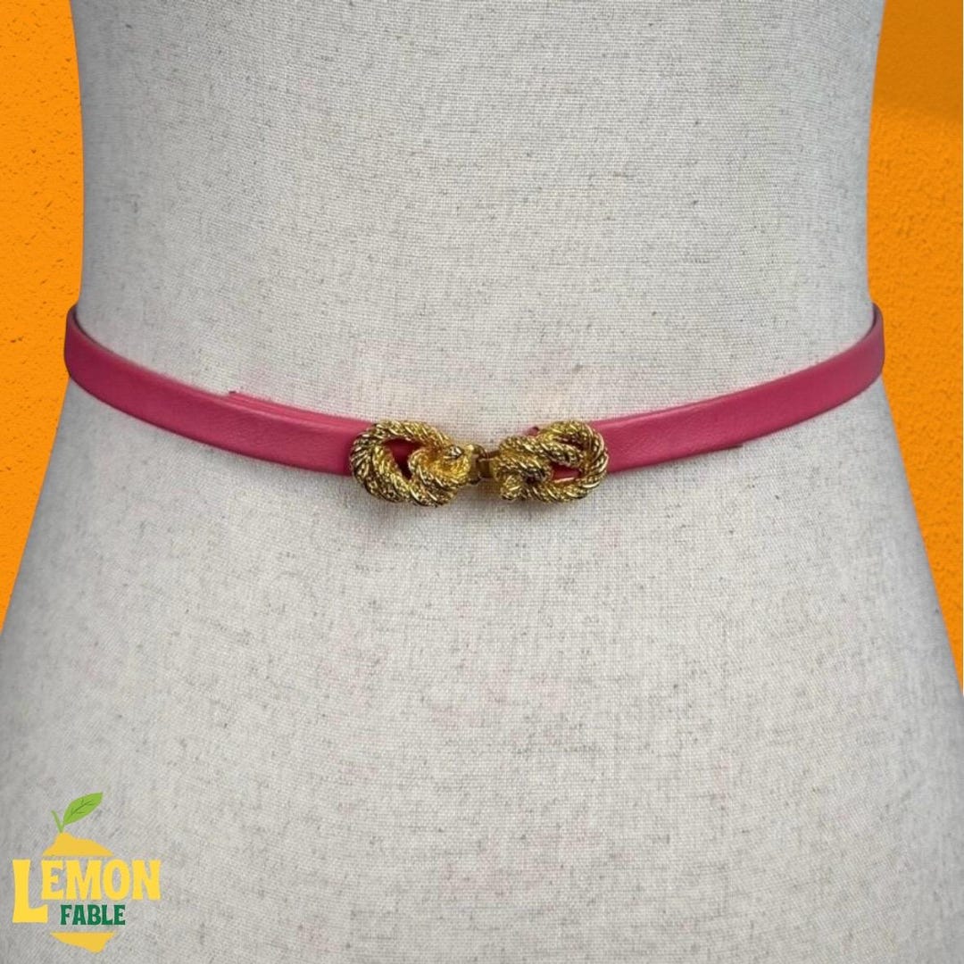 Old Money Coquette Barbiecore VTG Mimi Di N Bubblegum Pink Belt Gold ...