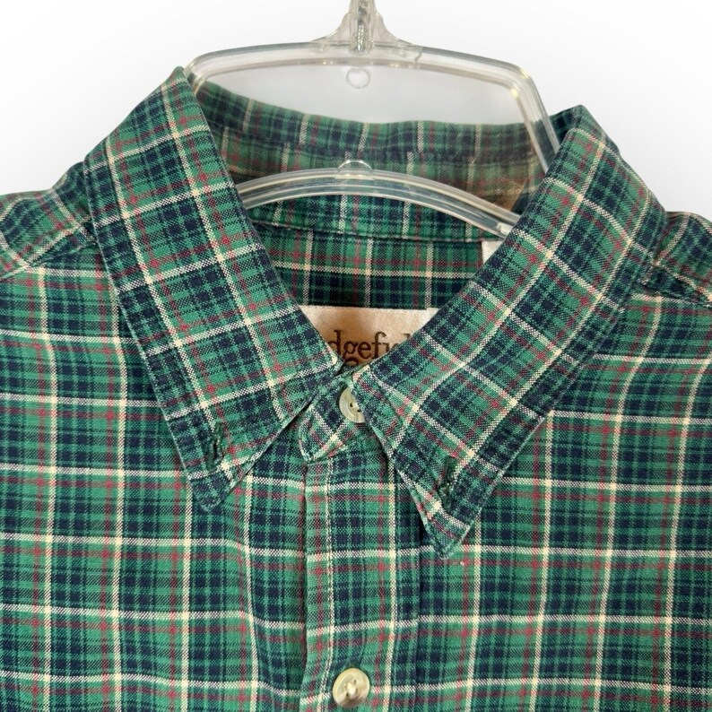 Vintage Sedgefield Green Plaid Long Sleeve Button Down Shirt Men's Size ...