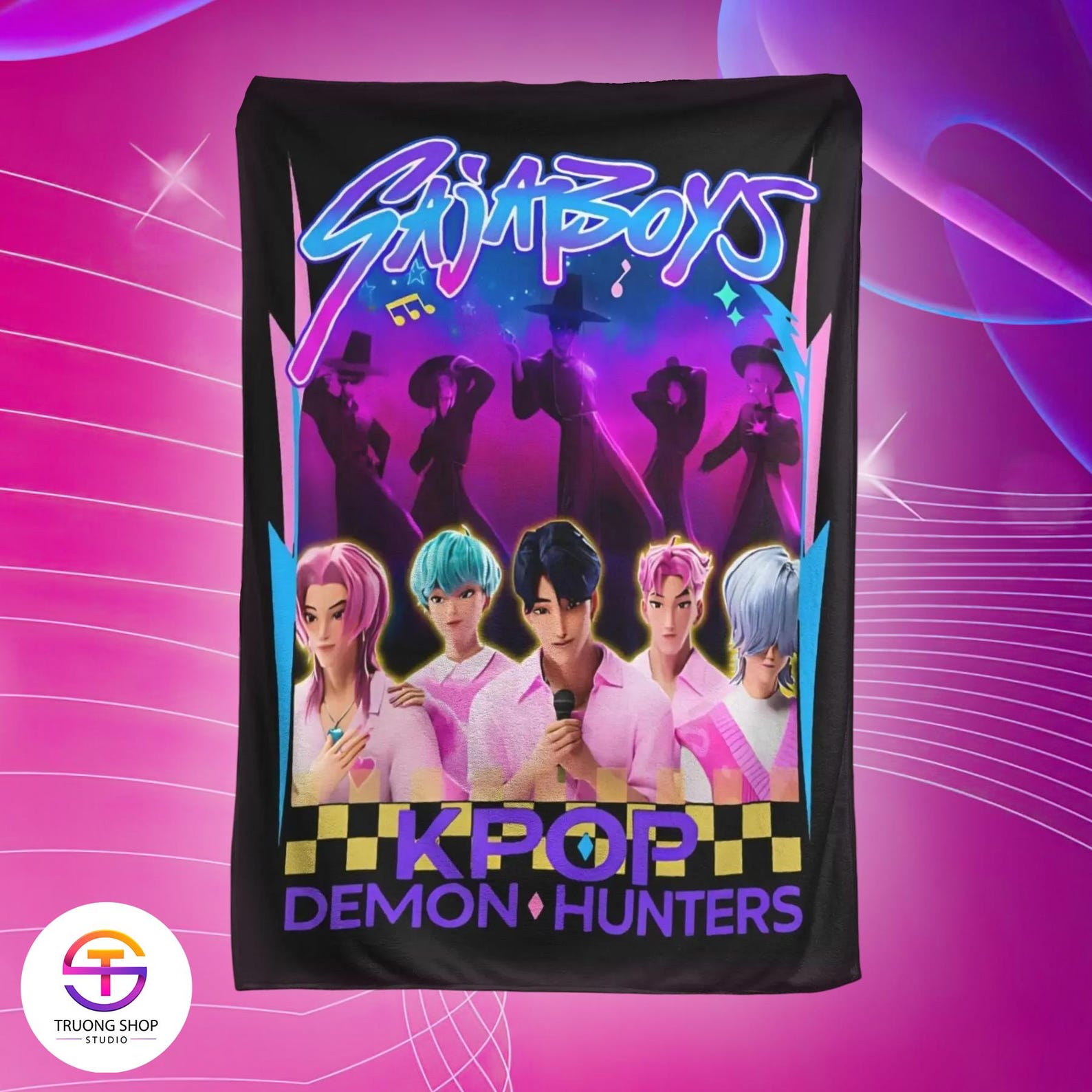 Saja Boys Kpop Demon Hunters Blanket, Cozy Flannel Throw for Fans ...