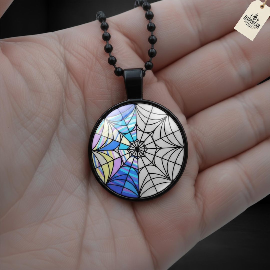 Wednesday Addams Necklace Gothic Pendant With Spider Web Design for ...
