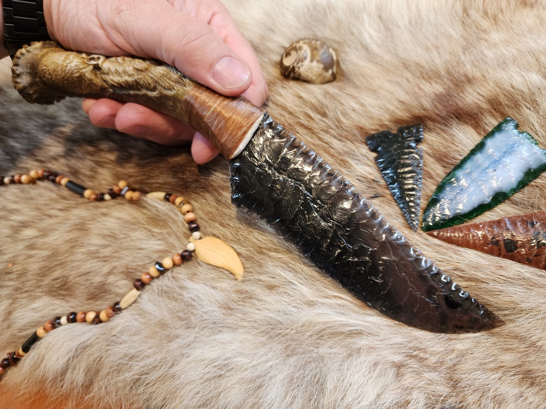 RARE Gold Sheen Obsidian Golden Soaring Eagle Flint Knapped Primitive ...