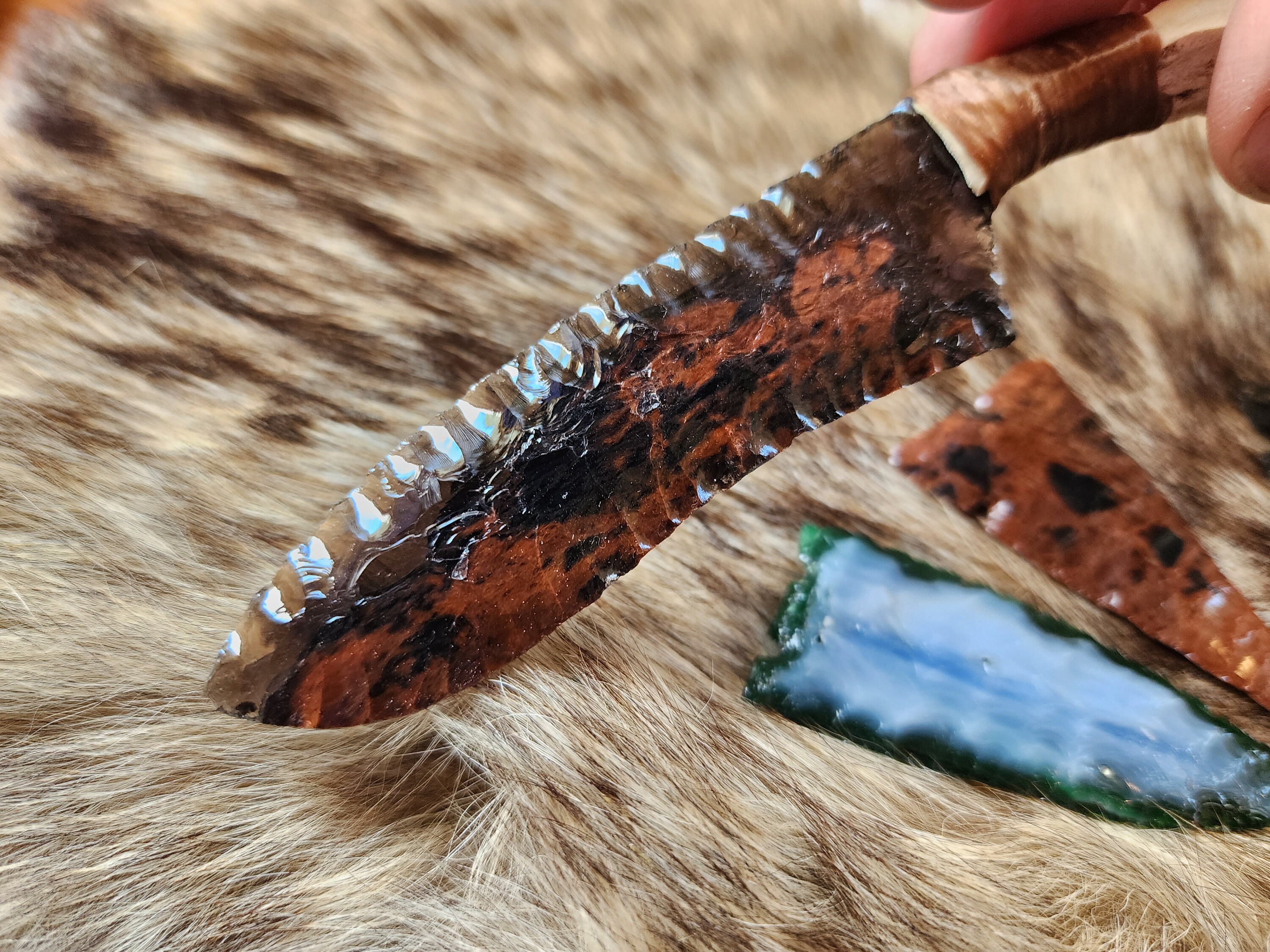 PENDING SALE Obsidian Flint Knapped Howling Wolf Primitive Deer ...