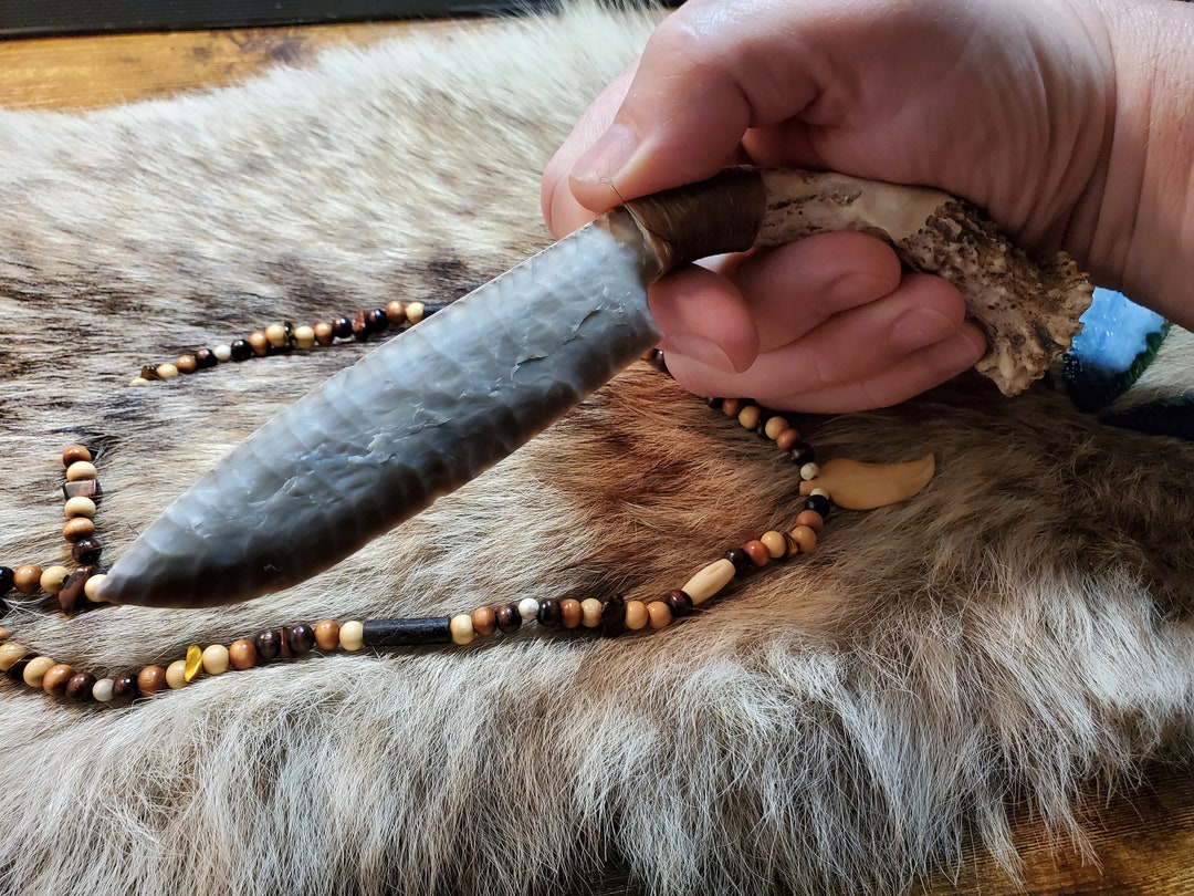 Georgetown Flint Obsidian Flint Knapped Indian Wolf Primitive Skinning ...