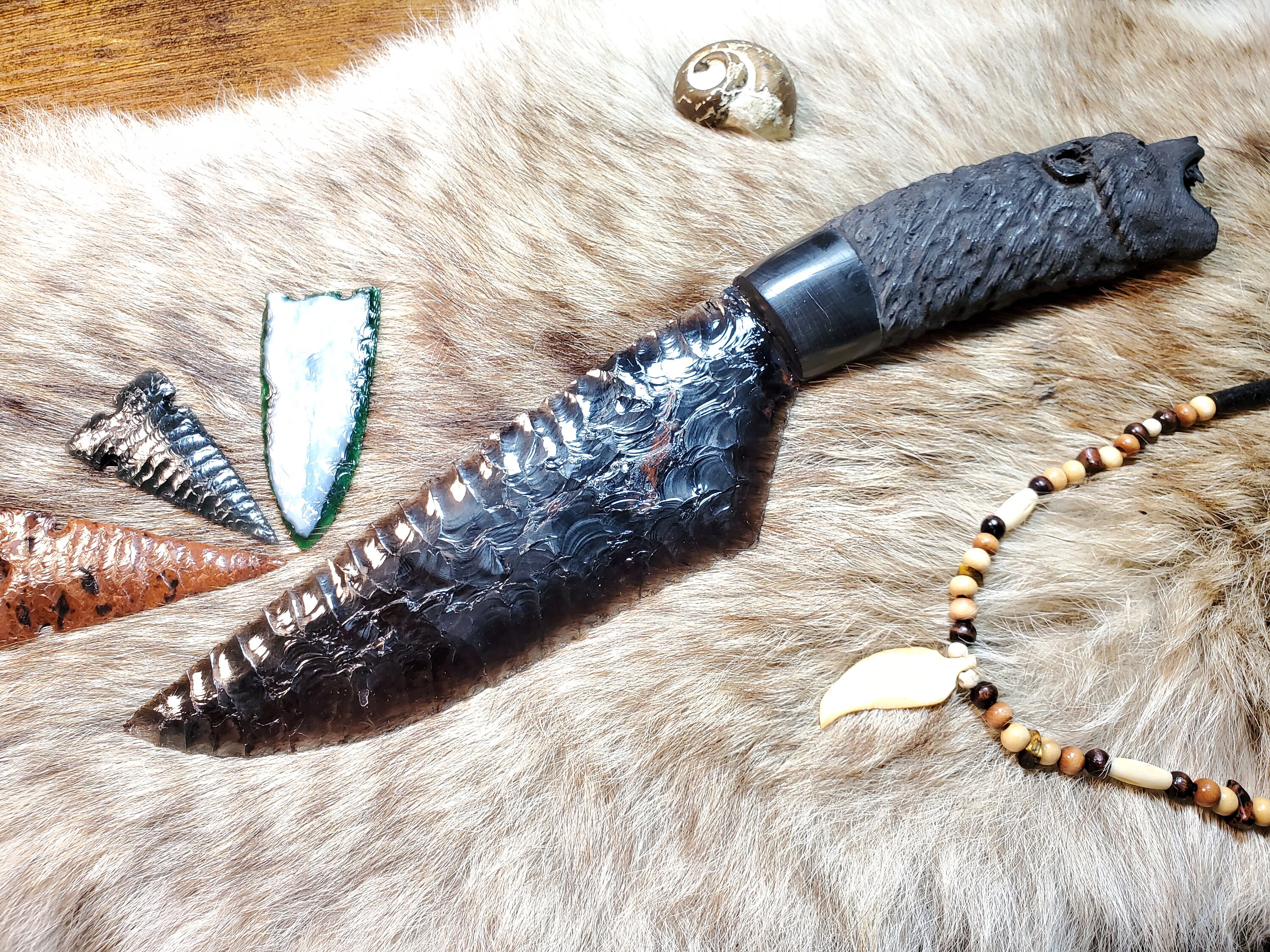 SOLD SOLD RARE Red Ribbon Obsidian Flint Knapped Indian Wolf - Etsy