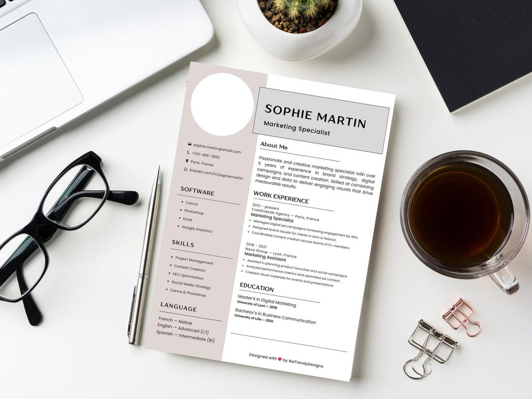 Resume Template | Modern Resume Template Bundle | 4 Color Canvas CV ...