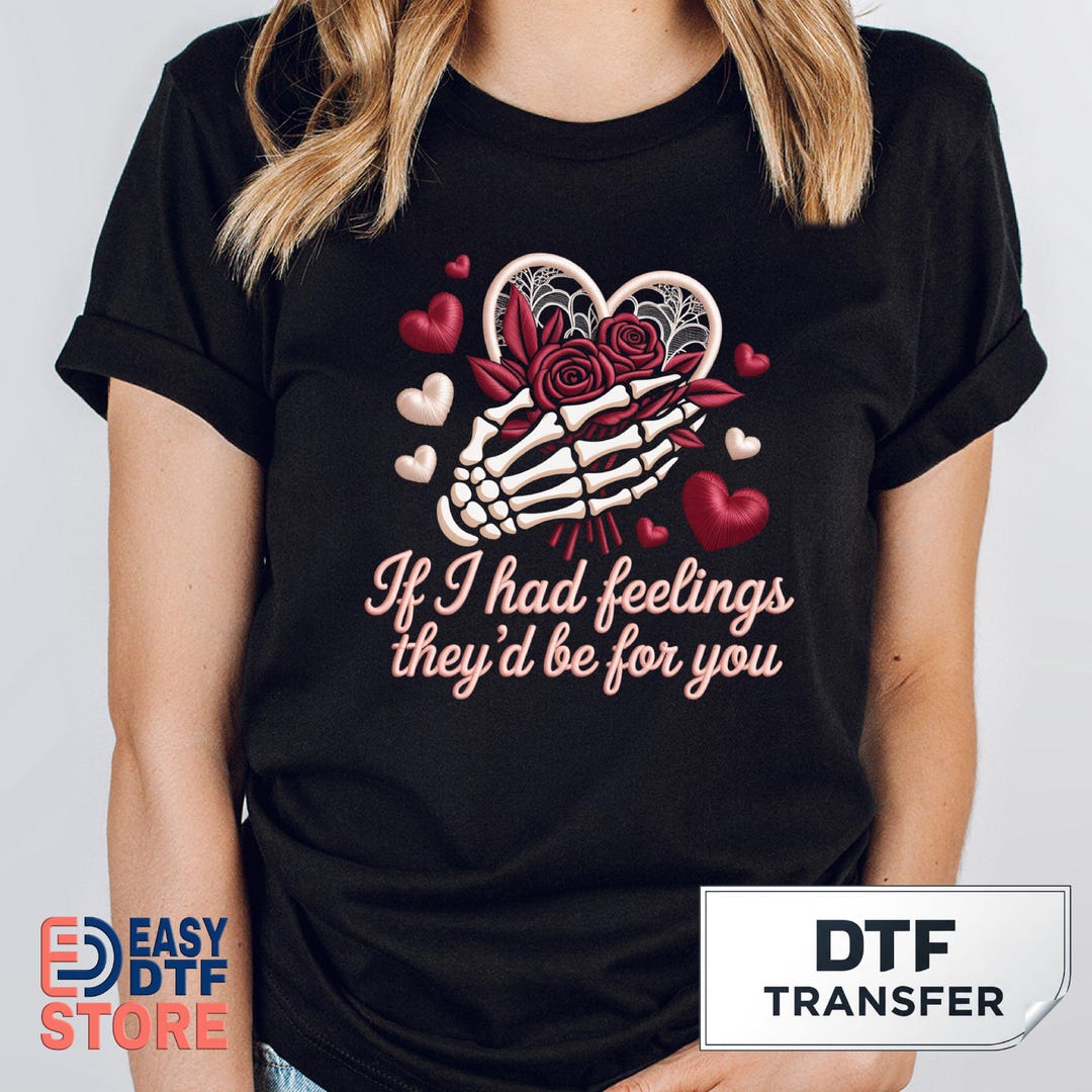 Valentines Day Skeleton Hand Dtf Transfer, Ready to Press Dark Romance ...