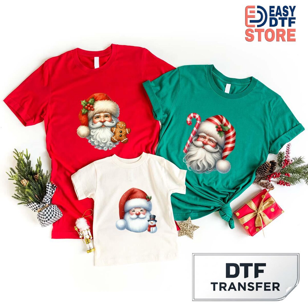 Funny Santa Face Dtf Transfer, Ready to Press Santa Claus, Christmas ...
