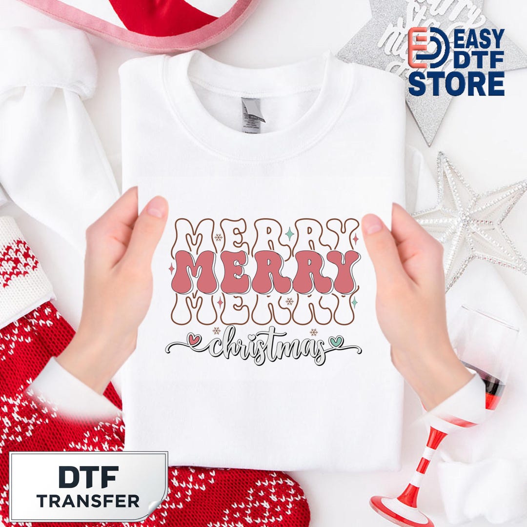 Merry Christmas DTF Heat Transfer: Festive Holiday Design - Etsy