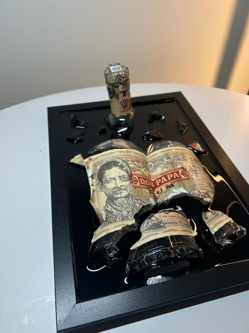 Don Papa Rum Bottle Art – Recycled Glass Epoxy Resin Wall Decor - Etsy