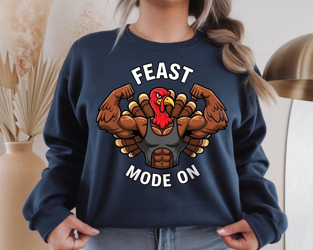 Feast Mode on Turkey Png,funny Thanksgiving Gym Clipart, Muscular ...