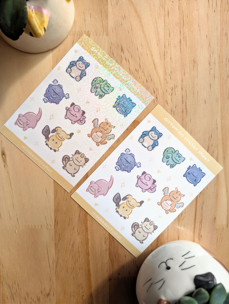 Dittomon Vinyl Sticker Sheet – Matte or Holographic Finish, Mini ...
