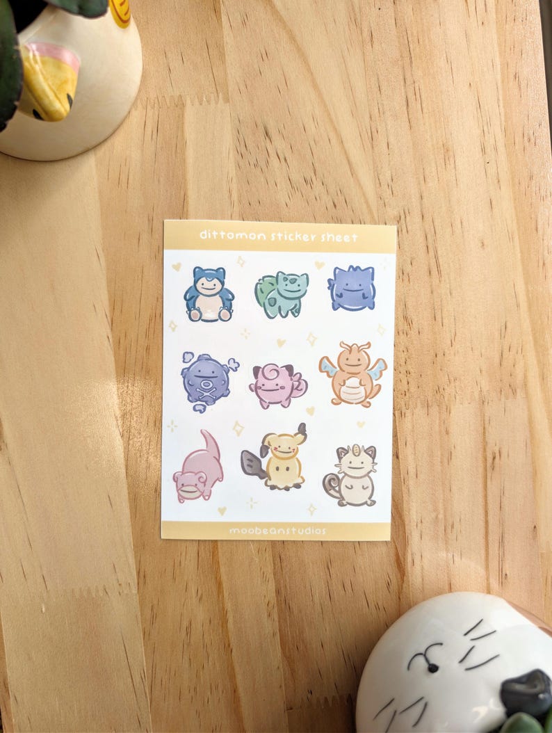 Dittomon Monster Sticker Sheet | Matte Vinyl Kawaii Laptop Decals - Etsy