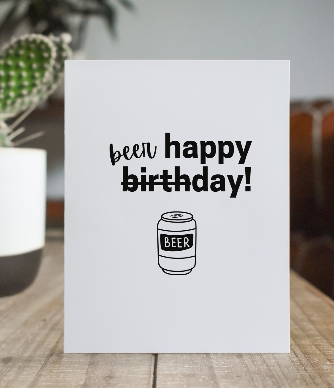 Happy Beerday / Funny Birthday Card / Drinking Beer Birthday Card / the ...