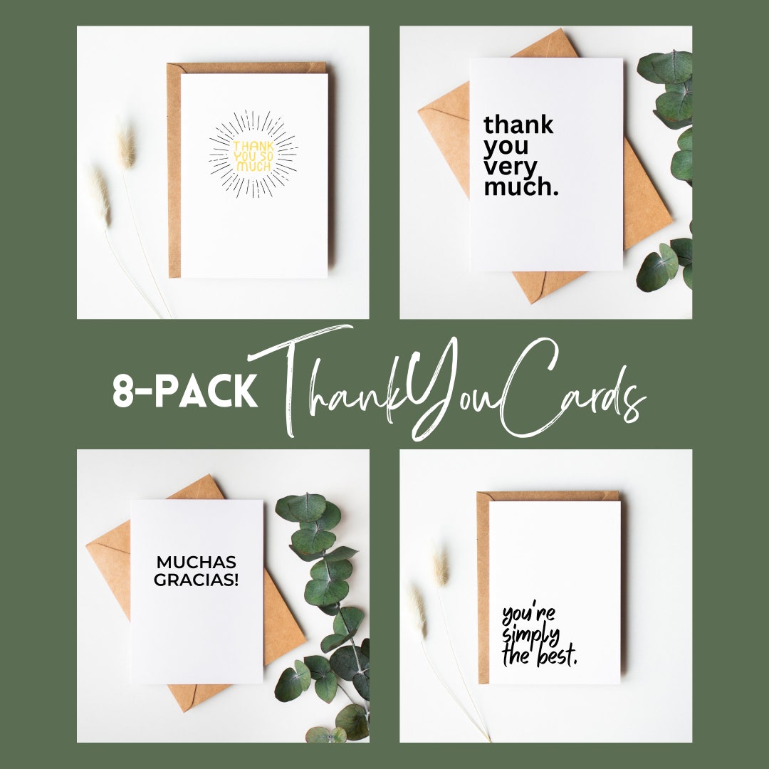 8-PACK Thank You Cards, the Cheeky Press - Etsy